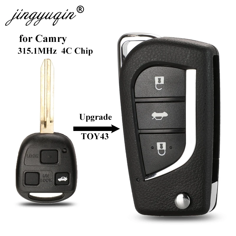jingyuqin Upgrade 2 Button/ 3B Remote Folding Key for Toyota Camry ...