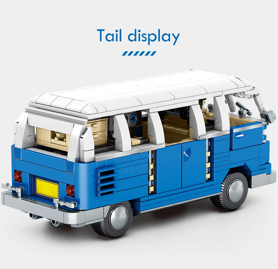 SEMBO Block Pull Back Classic Bus - Building Toys