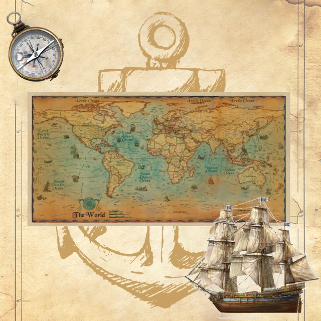 Old Nautical World Map