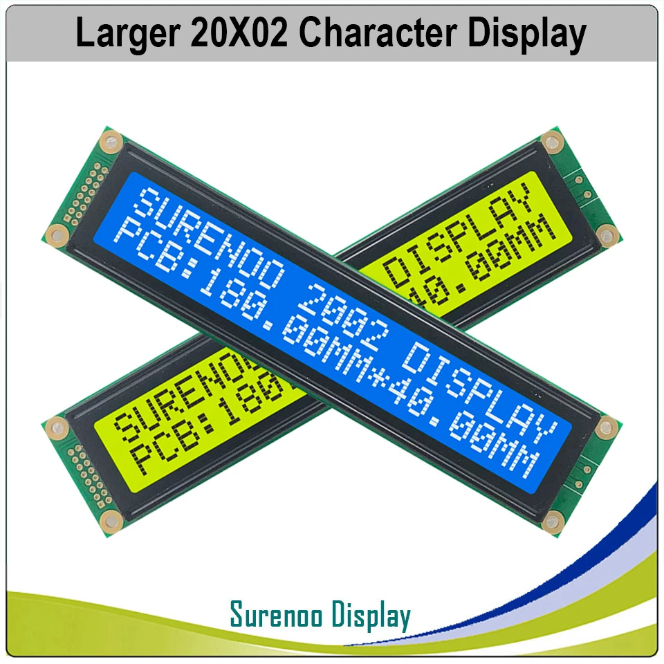 Larger Character 202 20X2 2002 LCD Module Display Screen LCM Yellow Green Blue with LED Backlight