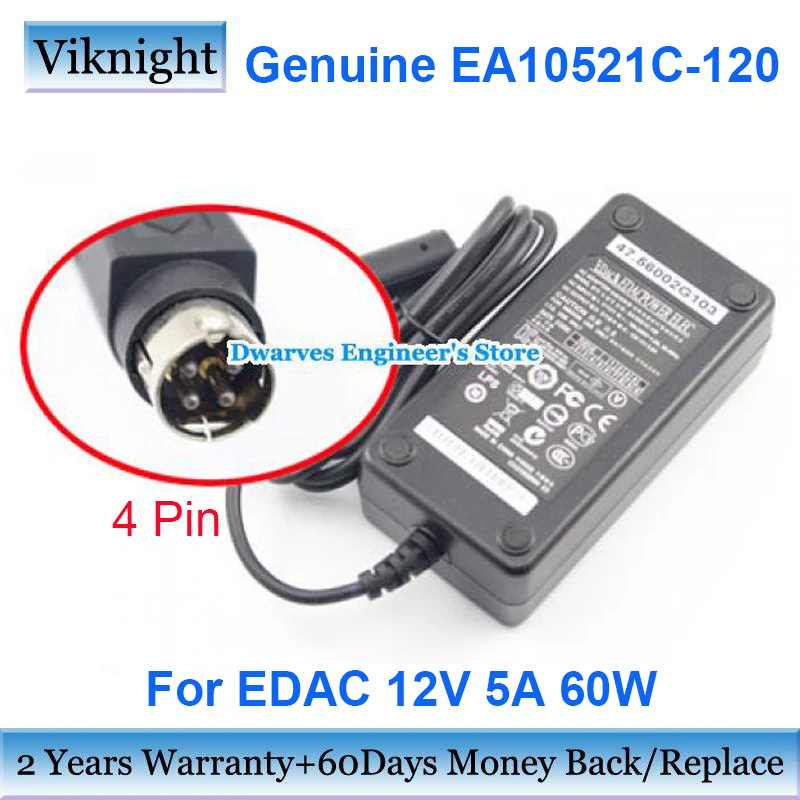 Genuine 60W EDAC 12V 5A EA10521C-120 AC Adapter EA1050A-120 Power ...