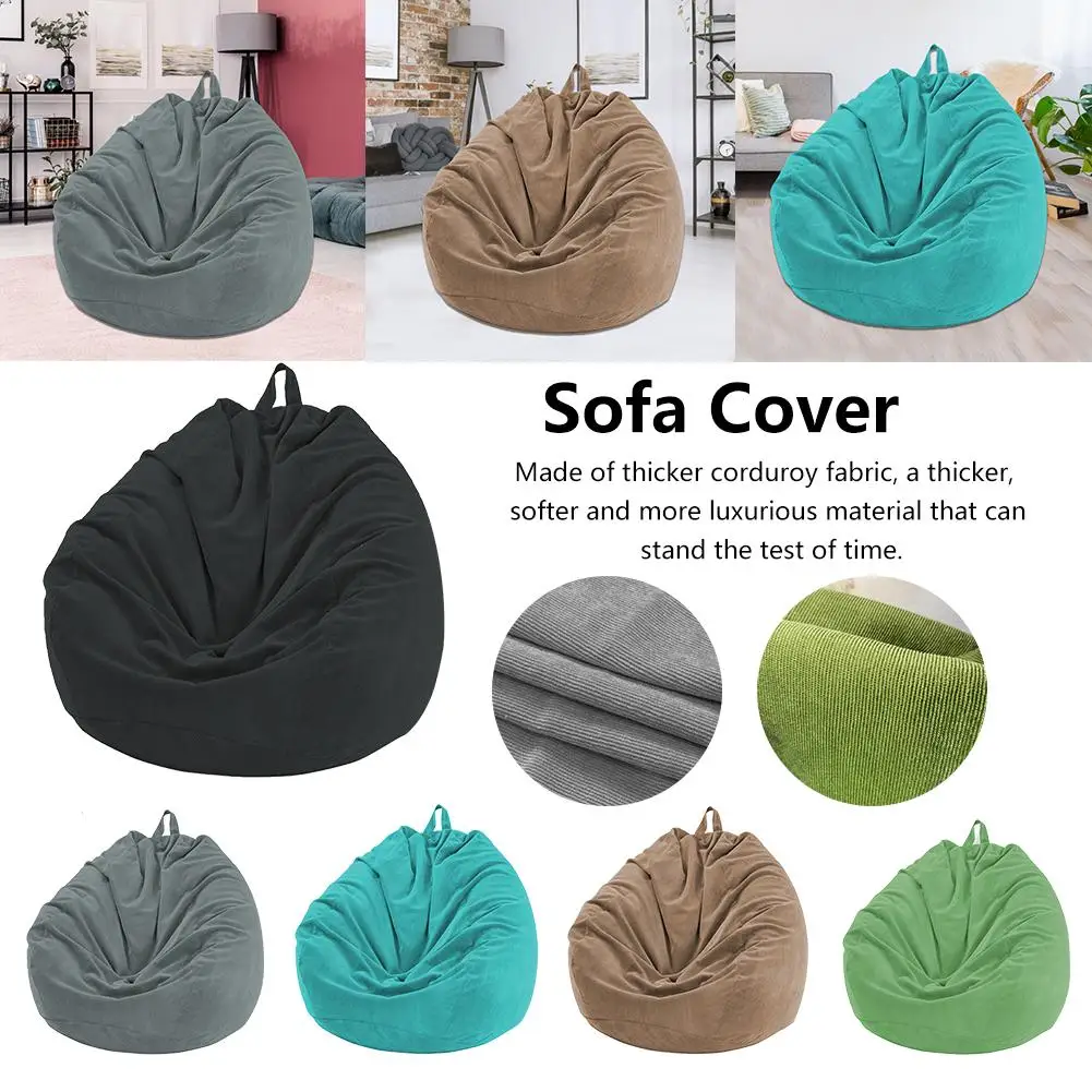 Hand-sewn Bean Bag Chair Cover Thick Corduroy Fabric Soft Removable ...