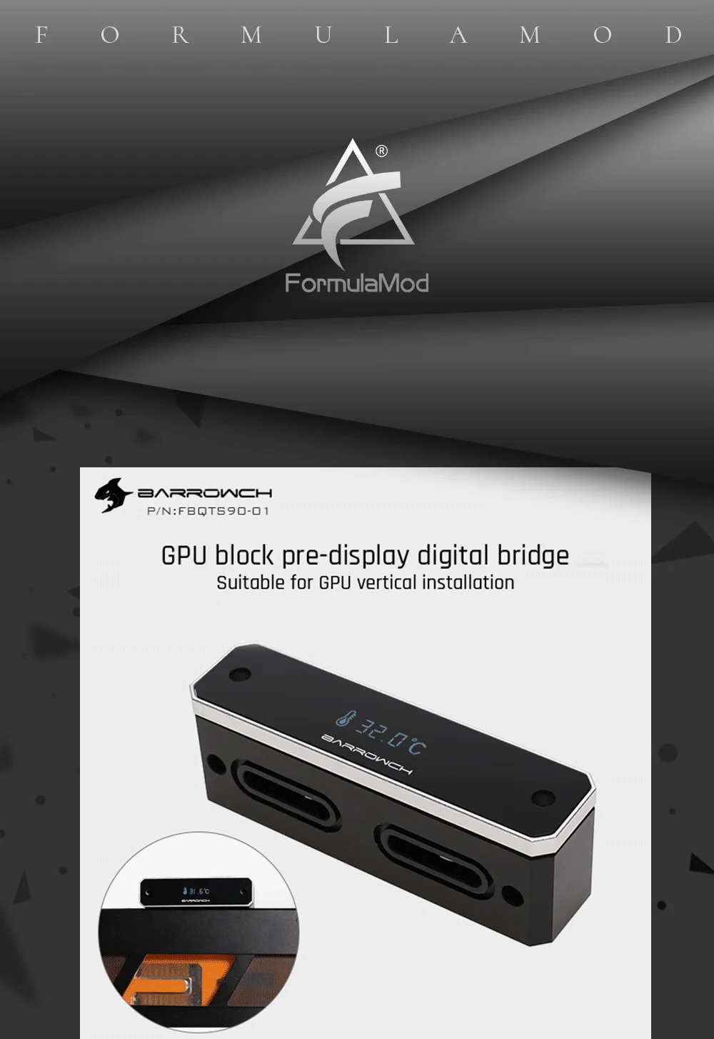 Barrowch FBQTS90-01, Digital Display Bridge For Barrow GPU Block ...