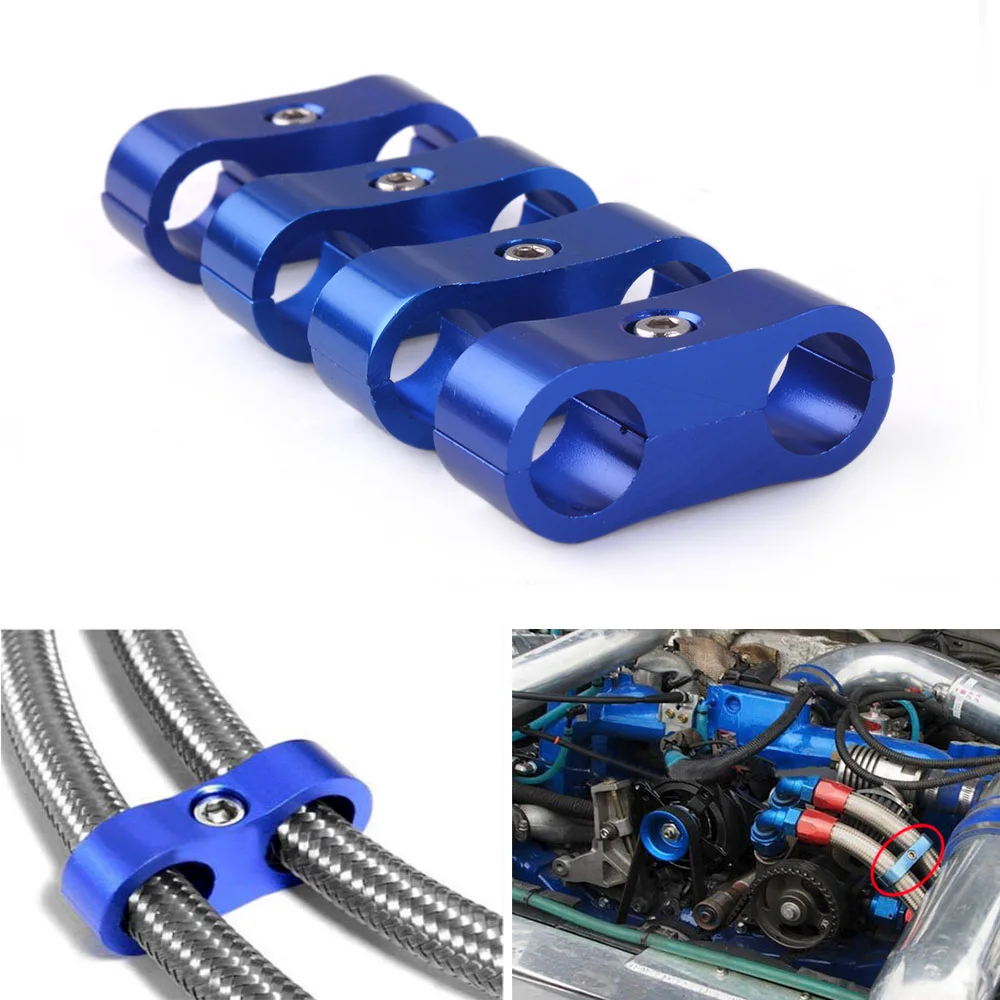 RASTP-4PCS AN4 Double Port Fuel Hose Clamp Pipe Clamp Clip Lean Tube ...