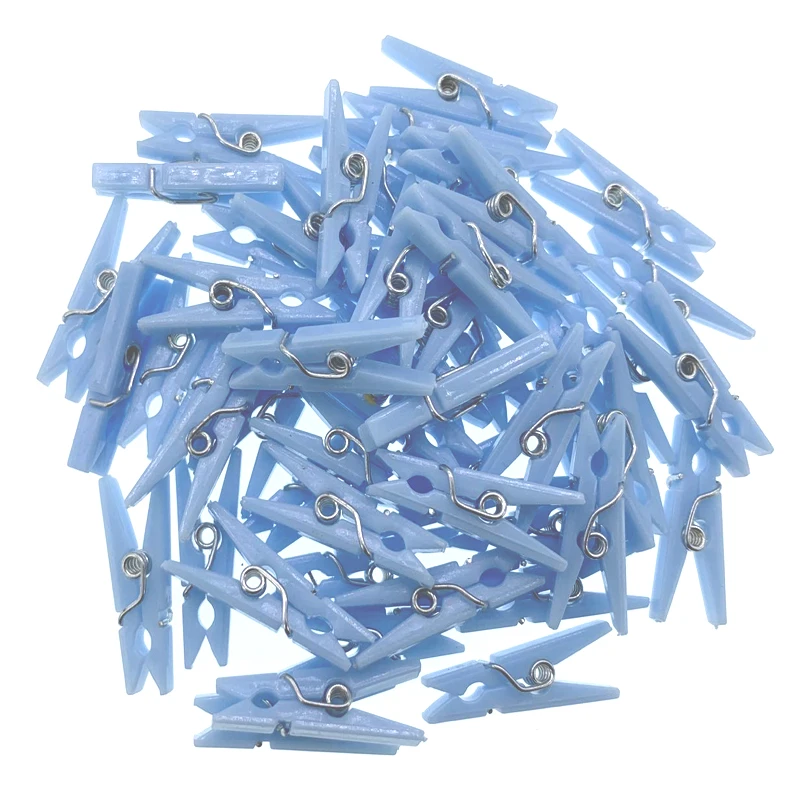 PINCE A LINGE,blue--Mini épingles à linge en plastique 9x25mm, 50 ...