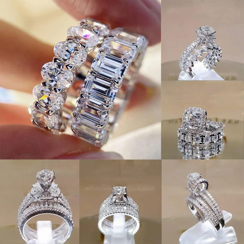 Size 11 Wedding Rings Women | Size 11 Engagement Ring Set - 2 Pcs/set ...