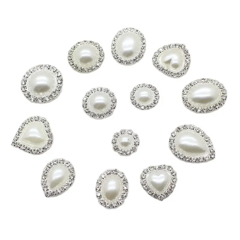 Fashion-10Pcs-Lot-12-Size-Rhinestone-Pearl-Snap-Button-Metal-Flat-Back ...