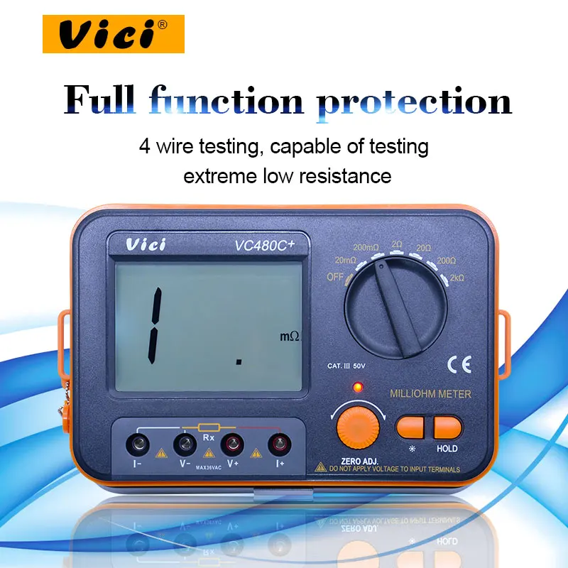 VICI VC480C+ Digital Milliohm Meter 0.01m-2kohm low resistance tester 4 ...
