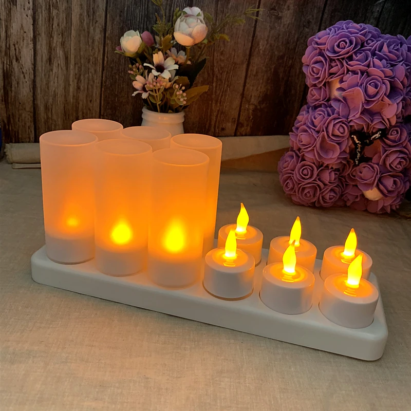 4-6-12pcs-LED-Electric-Candle-Rechargeable-Flameless-Tea-Light-Waxless ...