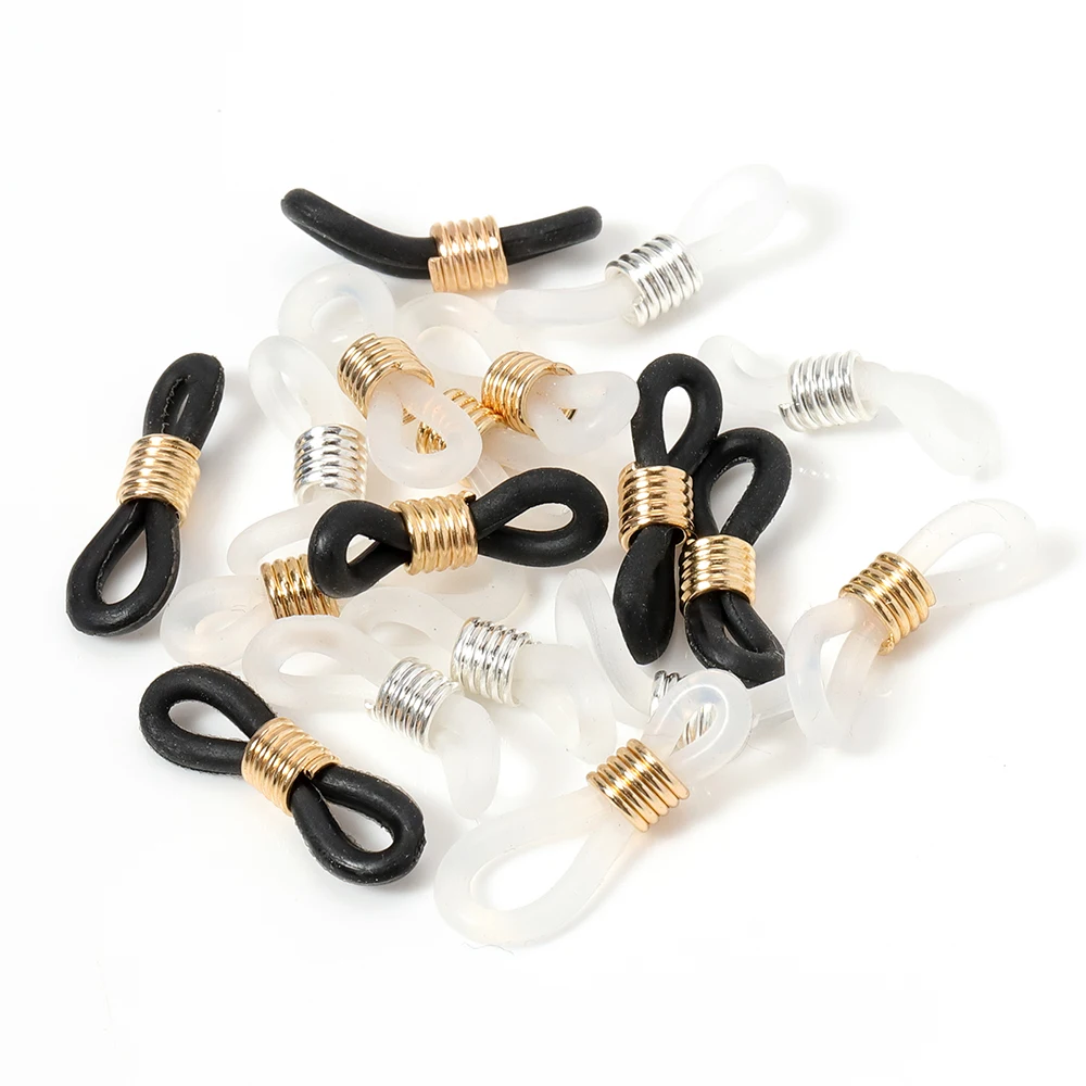 50pcs-White-Black-Ear-Hook-Eyeglasses-Spectacles-Chain-Rubber-Retainer ...