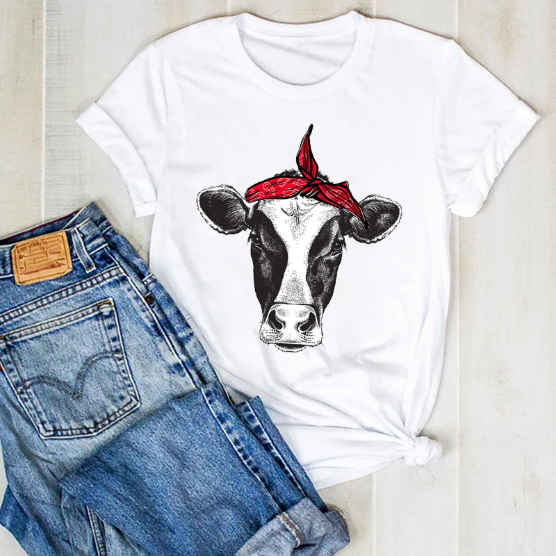 Camiseta con estampado de toro de ganado para mujer, camiseta de moda ...