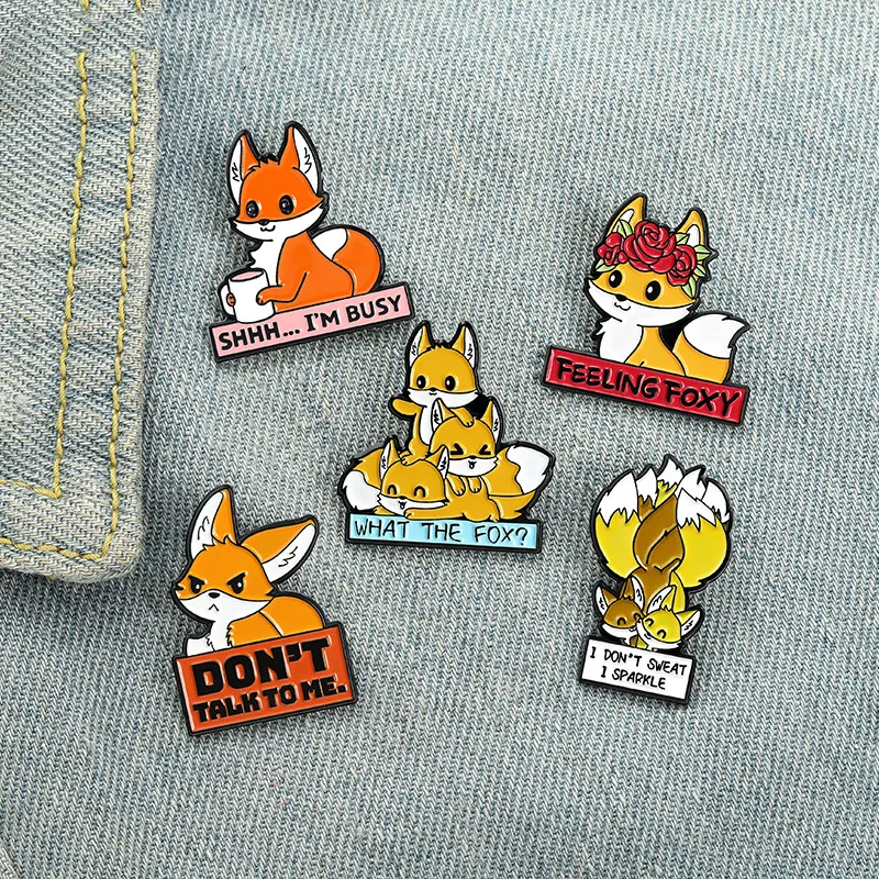 Fox-Quotations-Enamel-Pins-I-AM-BUSY-Fun-Banner-Brooch-Lapel-Pin-Badge ...