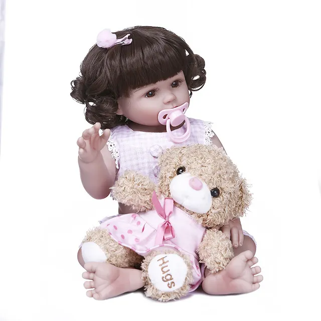 48-58cm Reborn 인형에 대 한 황금 머리 긴 머리 가발 Fits19-23inch 실리콘 Reborn 아기 인형 컬 ...