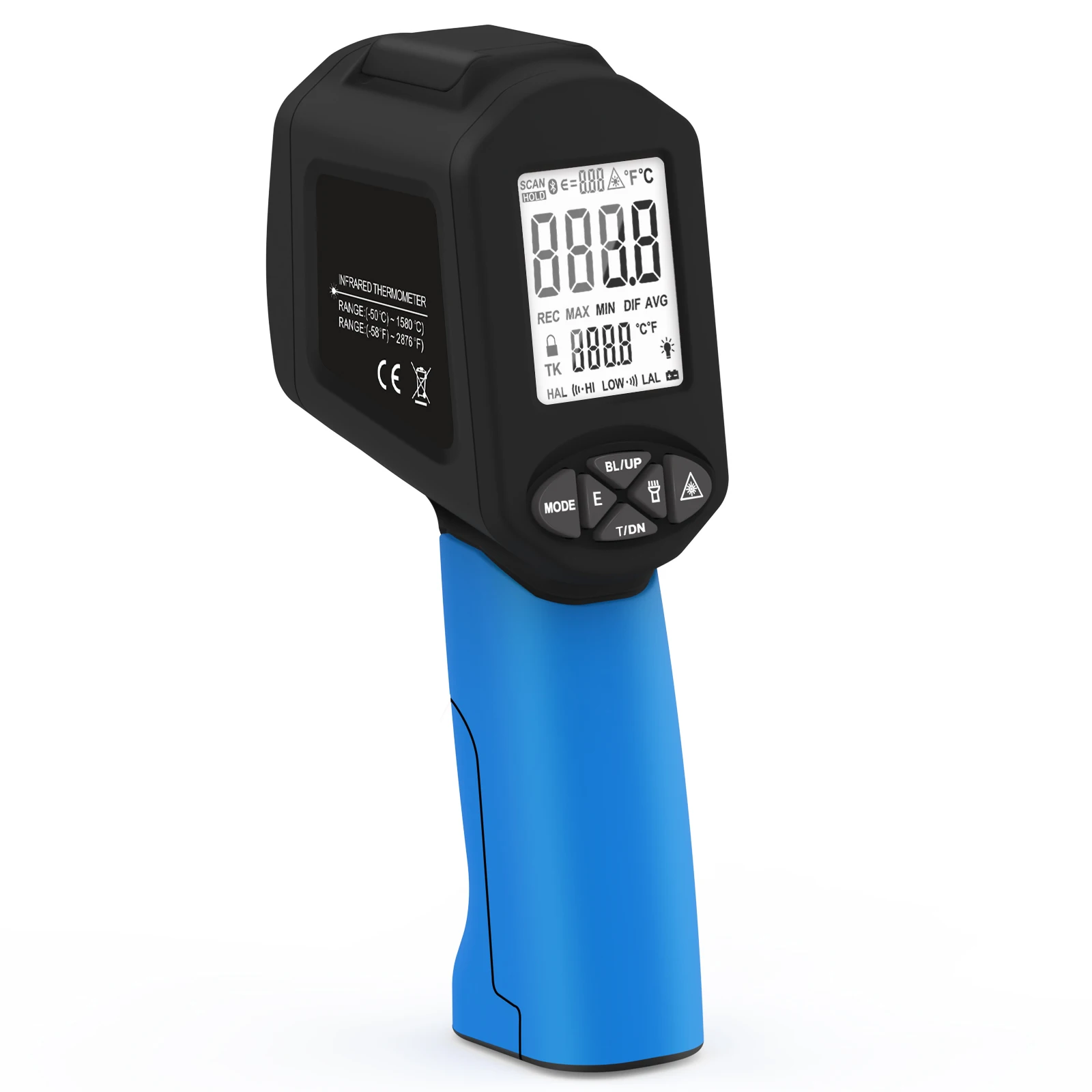 30:1 Digital Infrared Thermometer -50 To 1580℃ Non-contact Pyrometer ...