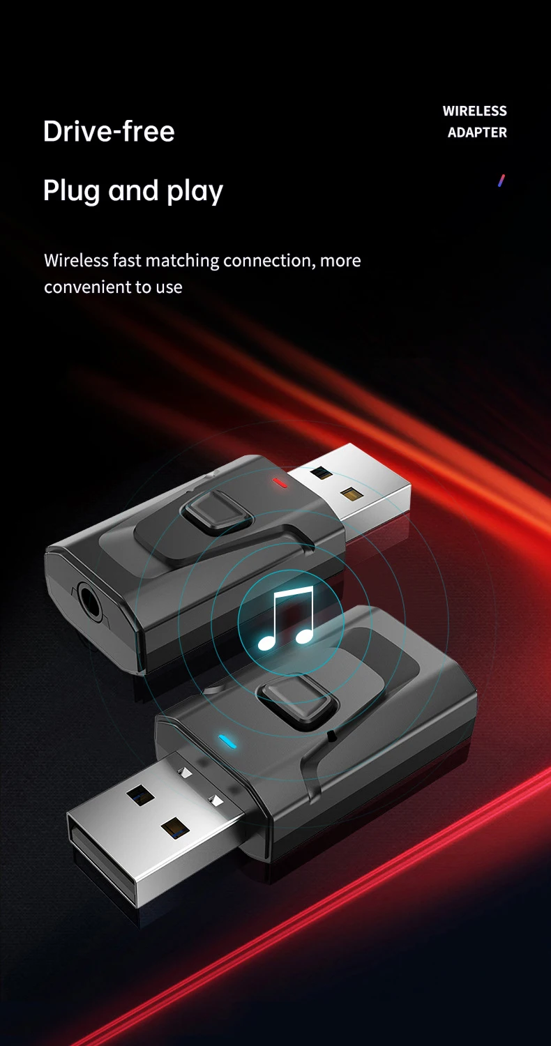 TX/RX Bluetooth 5.0 Receiver/Transmitter With Button 3 In 1 USB Adapter ...