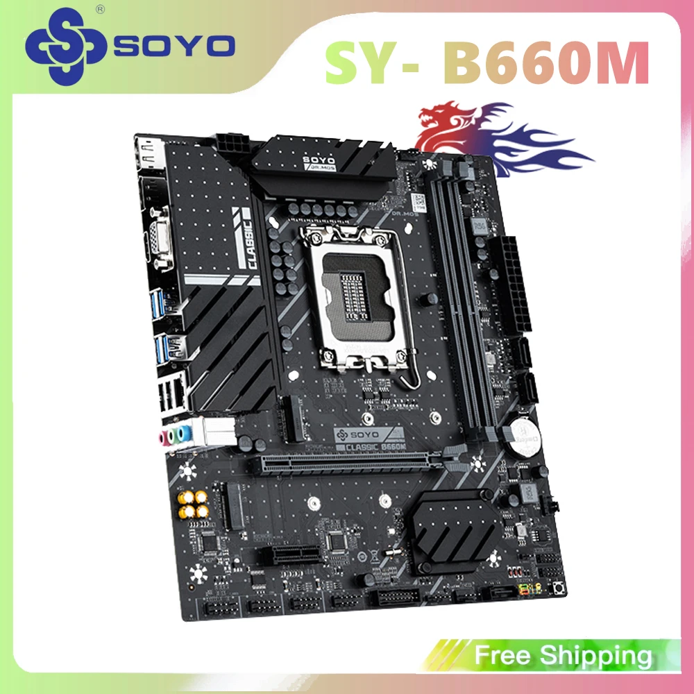 Soyo sy b660m ddr4 placa mãe de computação para cpu i3 i5 i712400 ...