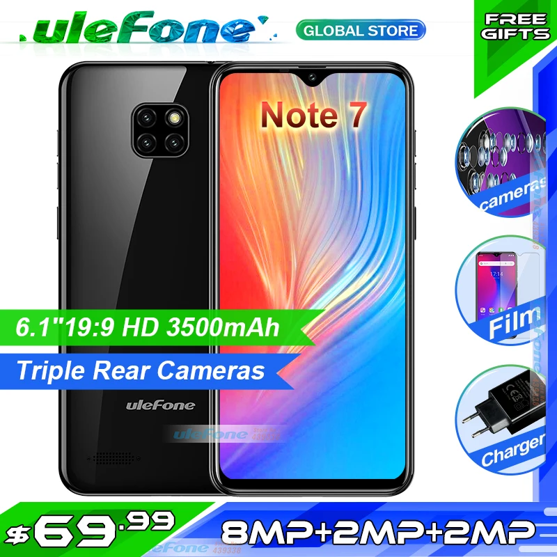 Ulefone Note 7 Smartphone 6.1 inch 1GB RAM 16GB ROM MT6580A Quad Core ...