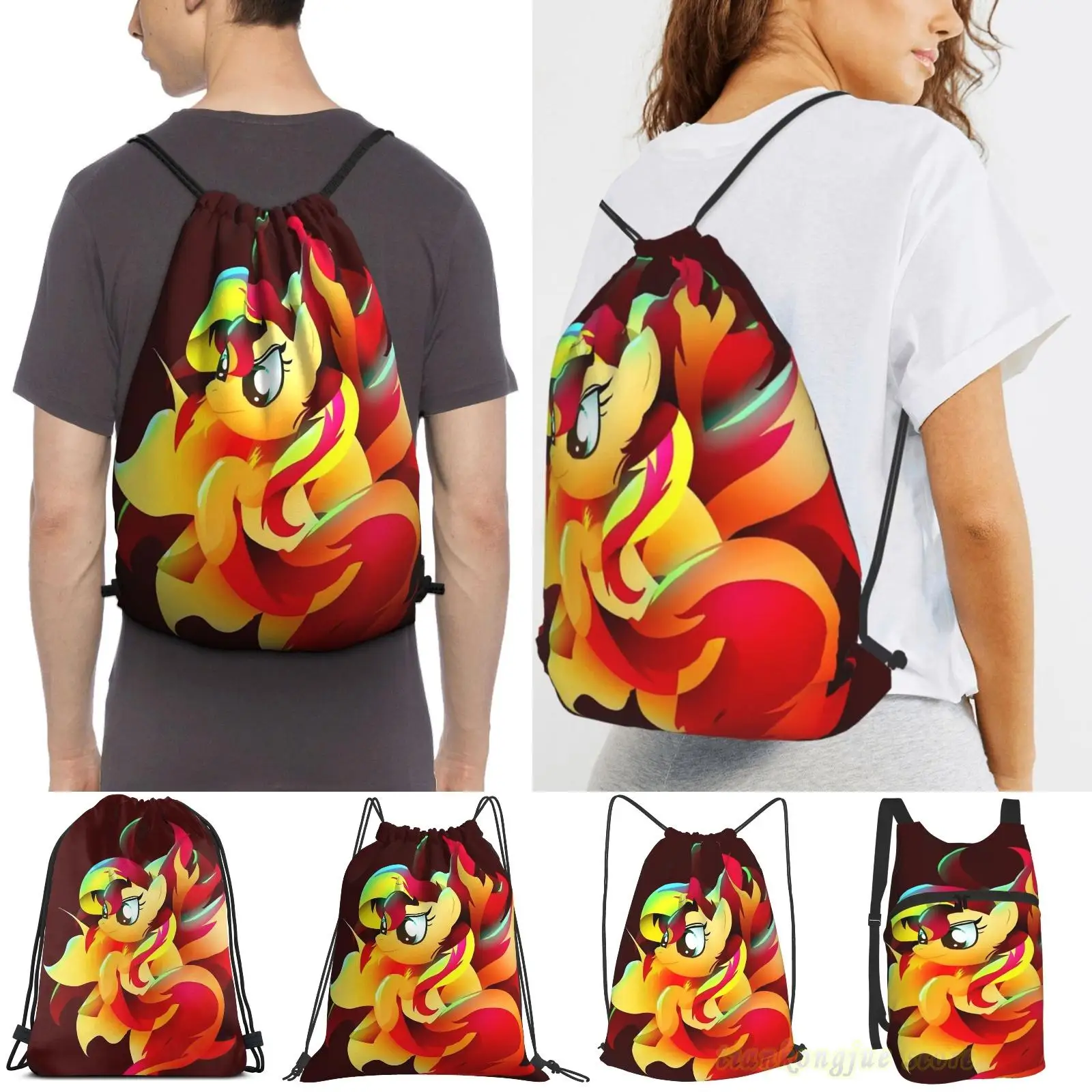 Unisex Drawstring Bags Sunset Shimmer(2) Women Drawstring Backpacks Men Outdoor Travel Backpacks ...