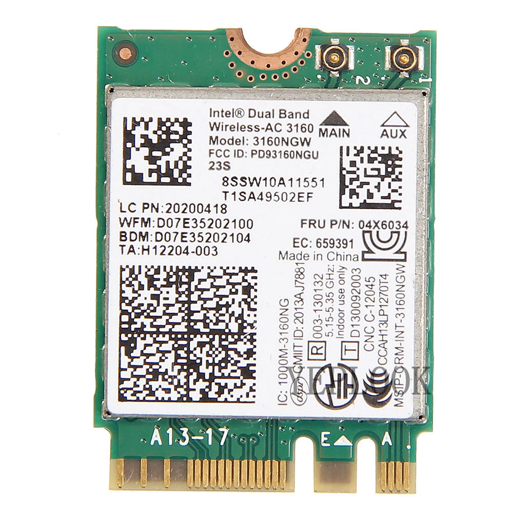Intel-Wifi-Card-AC3160-3160NGW-433Mbps-Bluetooth4-0-Dual-Band-2-4G-5GHz ...