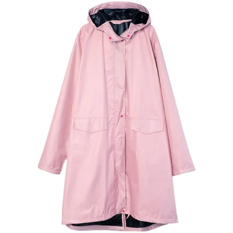 Pink Long Raincoat Women Jacket Hiking Travel Yellow Blocking Sunscreen ...