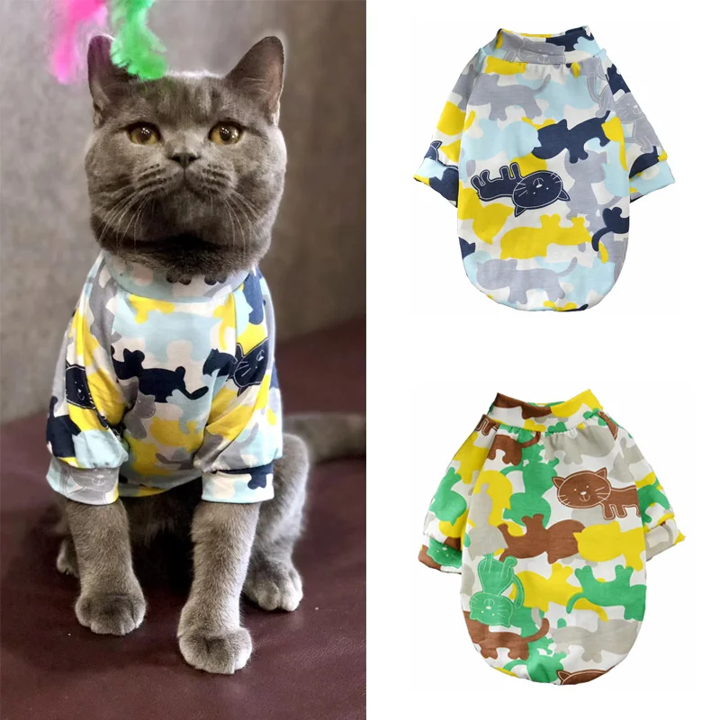 Summer Cotton Pet Cat Vest Tshirt Camouflage Cat Clothes for Small Dogs ...