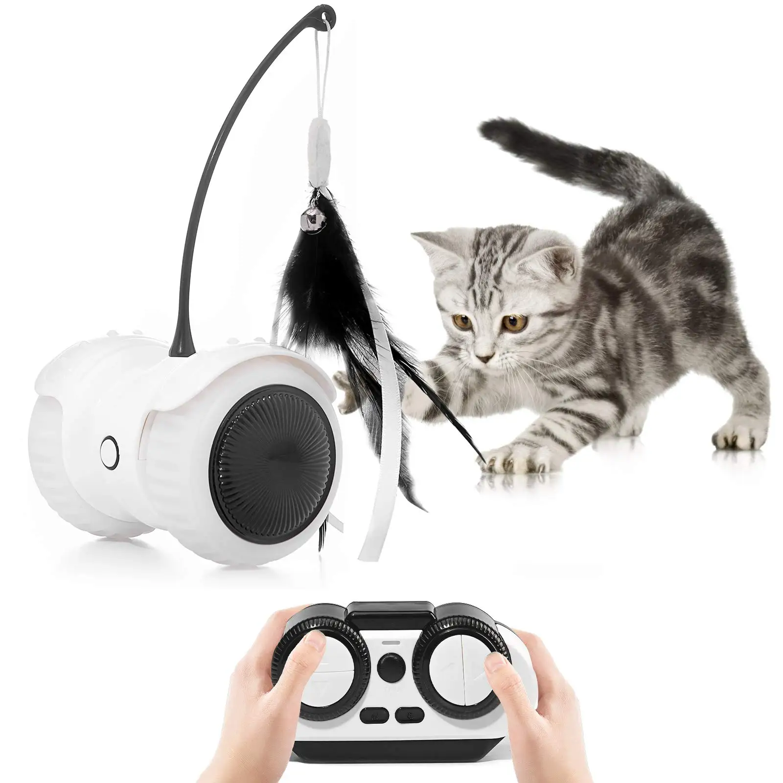 Remote Interactive Cat Toys Electic Cat Feathers Toy USB Charging ...