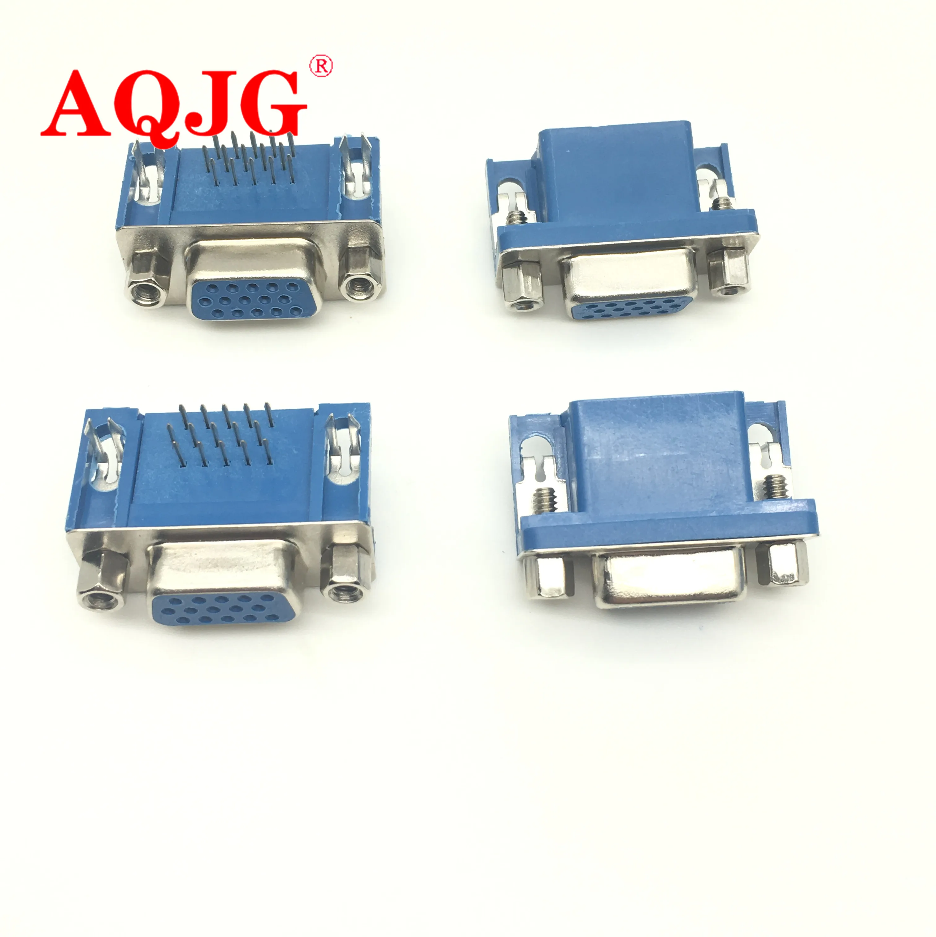 5pcs Db15 Dr15 Female Pcb Mount Connector Right Angle D-sub 3rows Blue Parallel Port Connectors ...