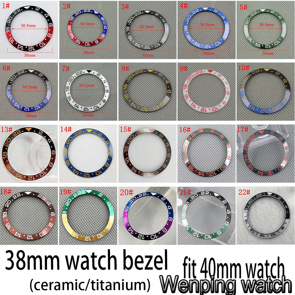 New 38mm high quality GMT ceramic/titanium bezel Insert fit 40mm watch ...