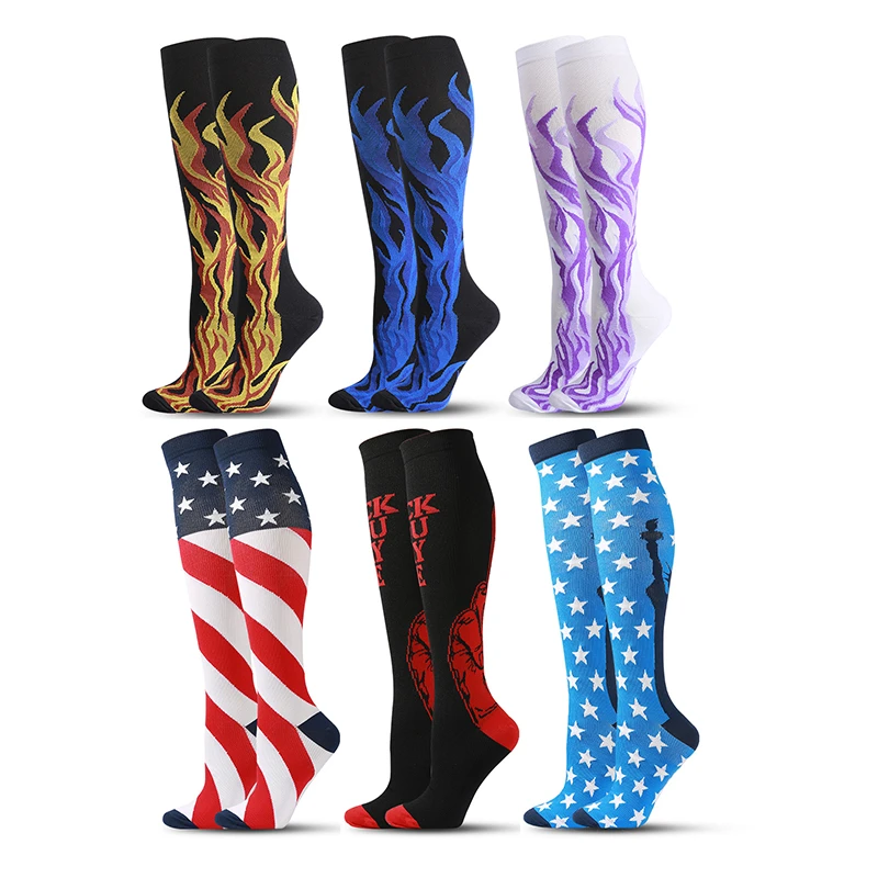 Flame-Compression-Socks-Leg-Pressure-Marathon-Stockings-Run-Compress ...