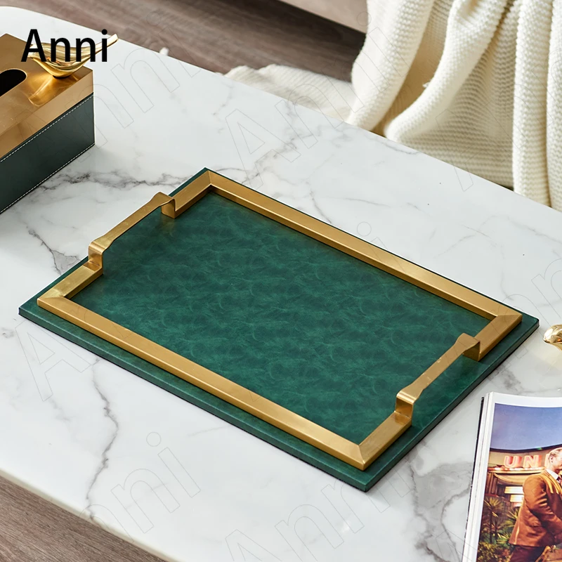 Creative Gold-plated Border Storage Tray Nordic Modern Rectangle Green ...