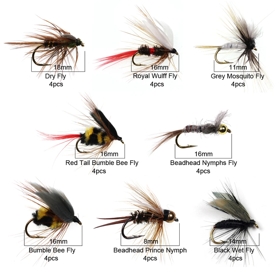 Fly Kit Horoper 40-Piece Fly Fishing Kit - Assorted Dry Flies/Nymphs ...