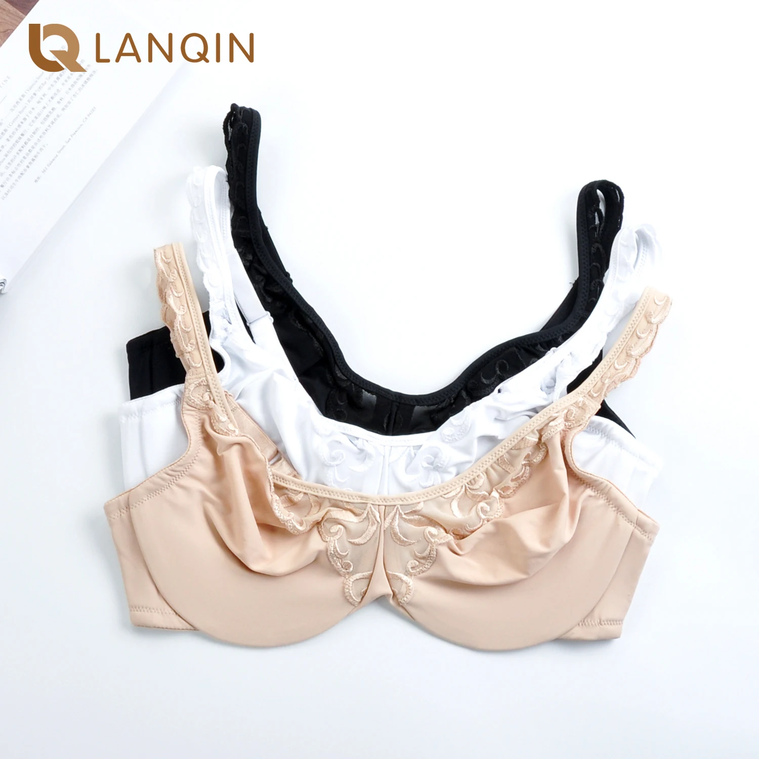 Women's Full Coverage Embroidered Underwire Non padded Minimizer Bra ...