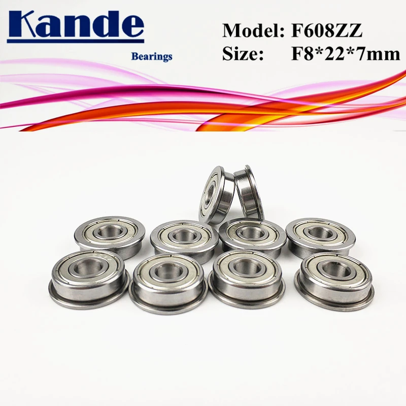 10pcs 20pcs F608zz F608 Zz With Flange Miniature Deep Groove F608 Ball Bearing F8x22x7mm F608-2z ...