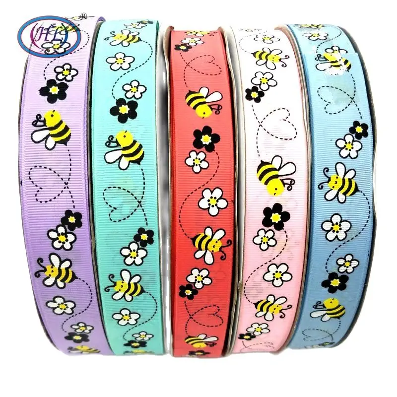 HL-1-25mm-5-Meters-lot-Printed-Bee-Grosgrain-Ribbons-Wedding-Party ...