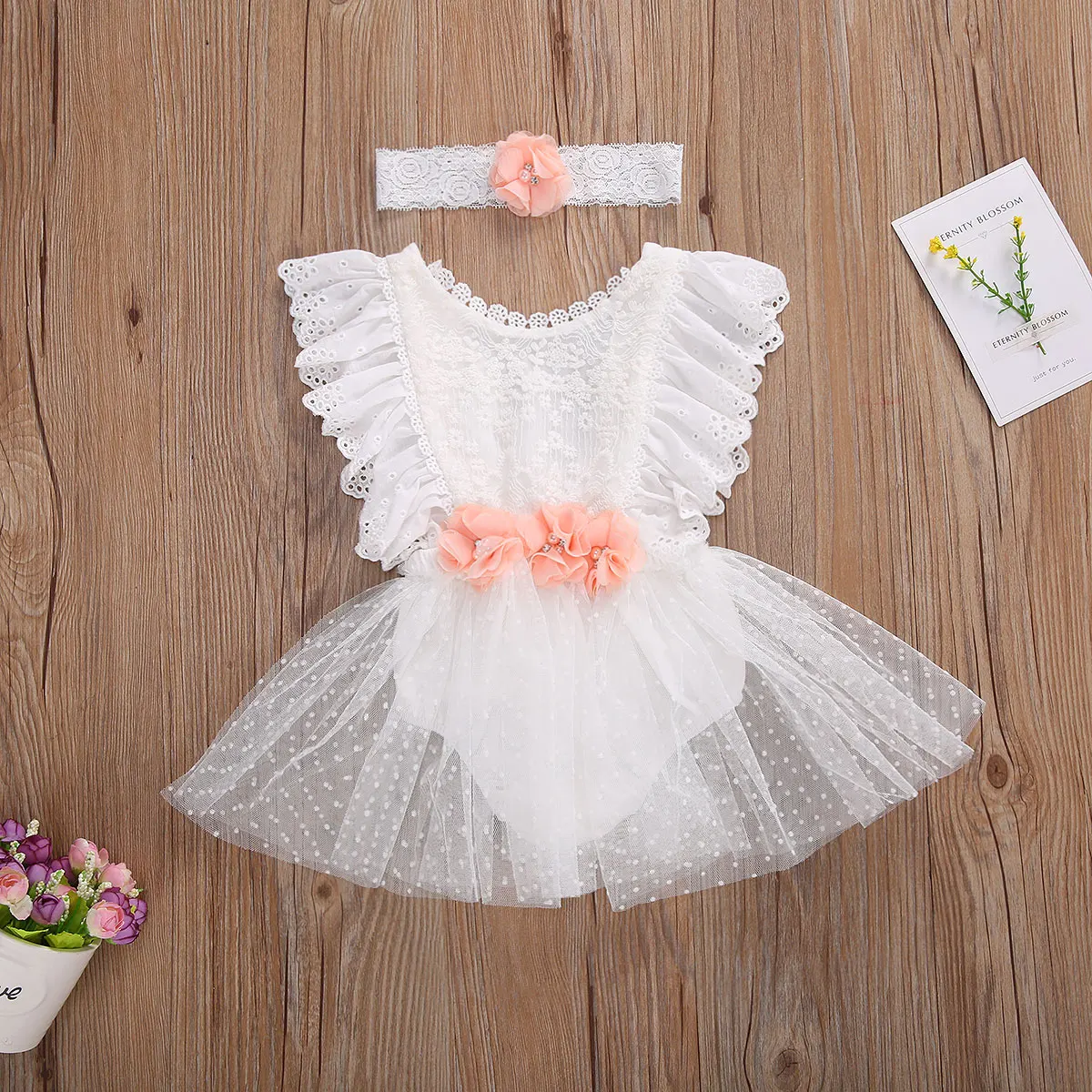 Newborn-Baby-Girls-White-Romper-Dresses-Infant-Sleeveless-Lace-Flower ...