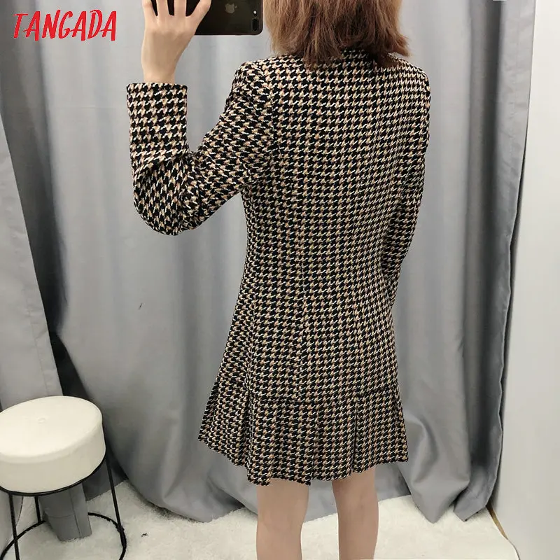 Tangada женское элегантное платье блейзер с принтом с длинным рукавом и пуговицами винтажный