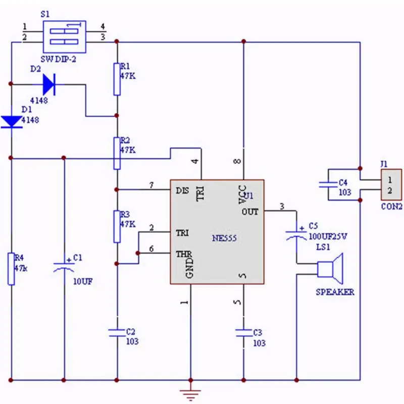 NE555 Oscillator Buzzer Electronic DIY Tone Generator LED 0.25W Speaker ...