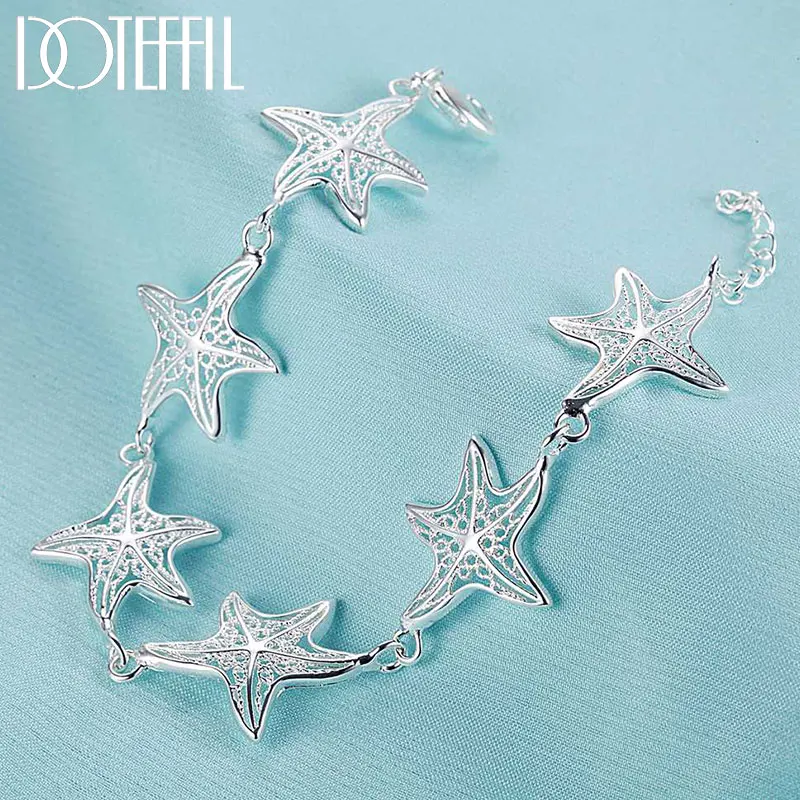 DOTEFFIL 925 Sterling Silver Starfish Bracelet For Woman Wedding ...
