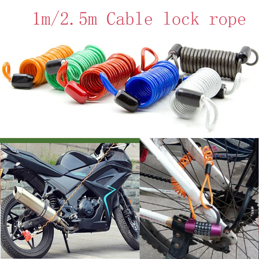 1m-2-5m-Cable-bicycle-lock-rope-anti-theft-Motorbike-Disc-Lock-Security ...