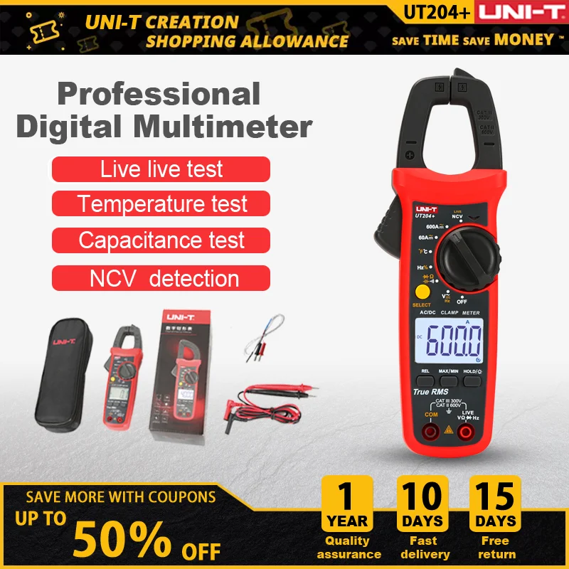 UNI-T-UT204-Plus-Series-Clamp-Ammeters-UNI-T-Temperature-Voltage-Tester ...