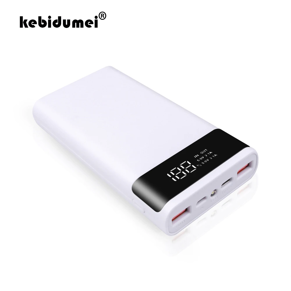 kebidumei Dual USB Micro USB Type C Power Bank Shell 5V DIY 4/6*18650 ...