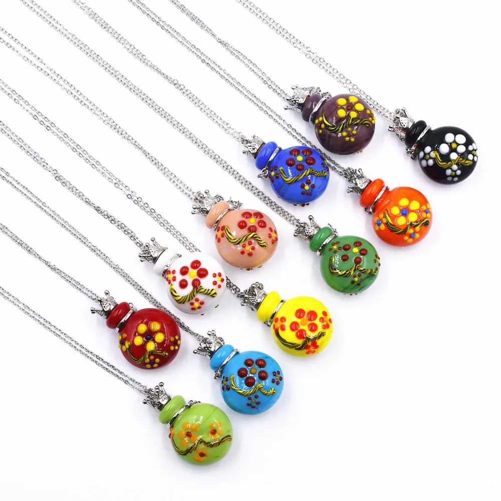 Collar con colgante de Perfume, difusor recargable hecho a mano, aceite ...
