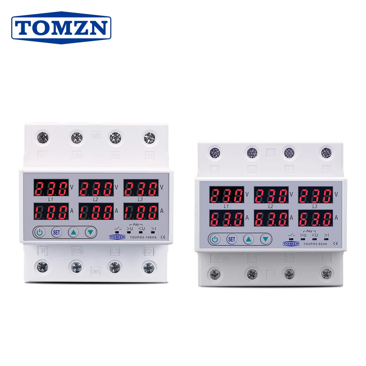Din Rail 3 Phase Voltage Relay 3P+N Voltmeter Ammeter Over and Under ...