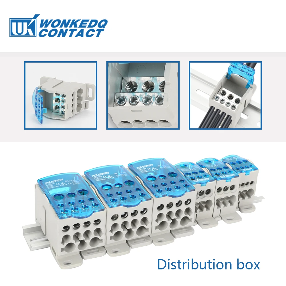 Block Distribution Box,Mootea UKK-125A Din Rail Terminal Electric Wire Connector Universal Power ...