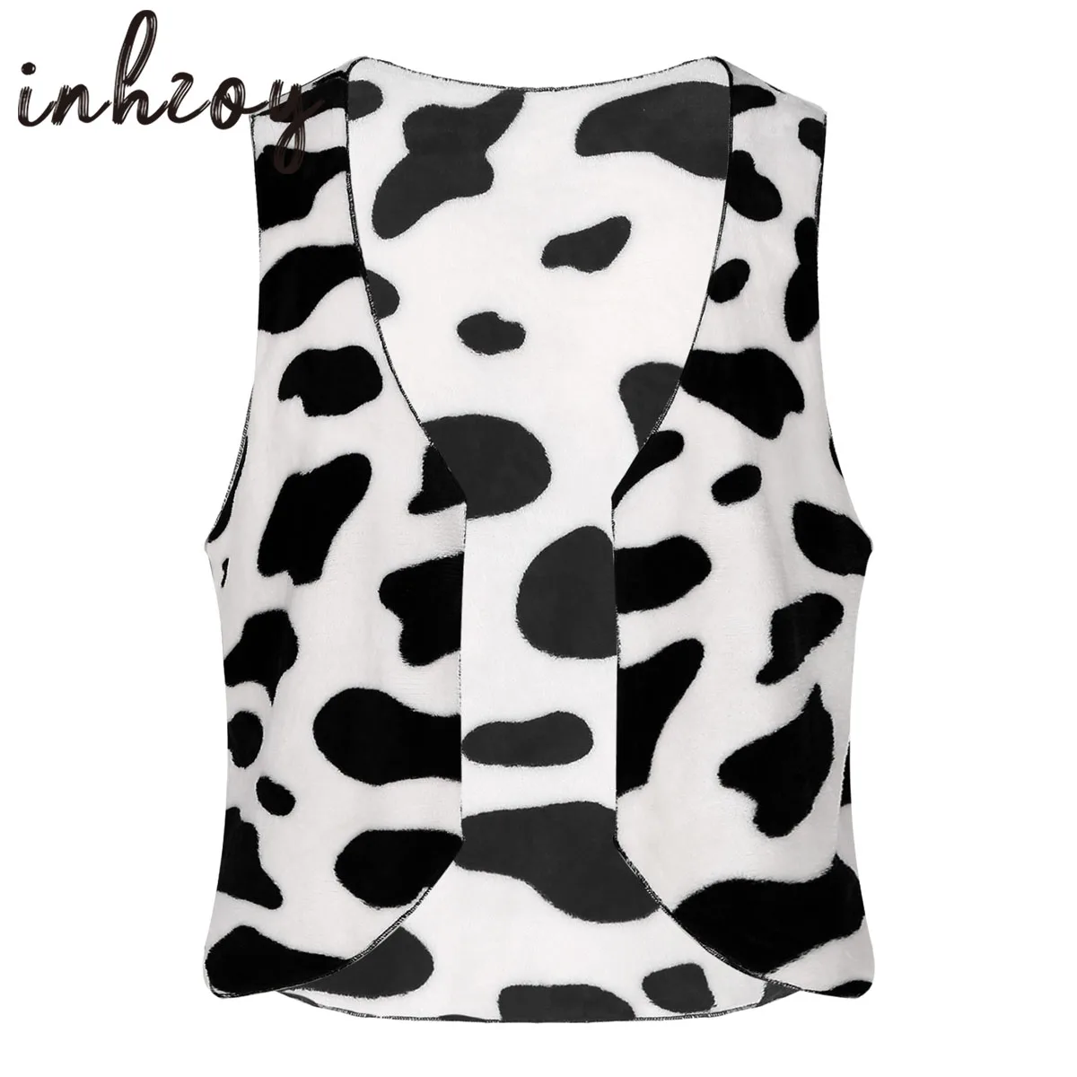 Mens Cow Print Adult Vest Sleeveless Open Front Short Coats Cardigan ...