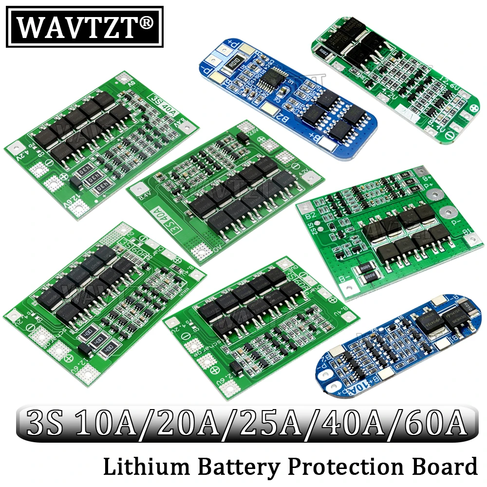 3S 6A 8A 10A 20A 25A 40A 60A 리튬 이온 리튬 배터리 18650 충전기 PCB BMS 보호 보드 드릴 모터 ...