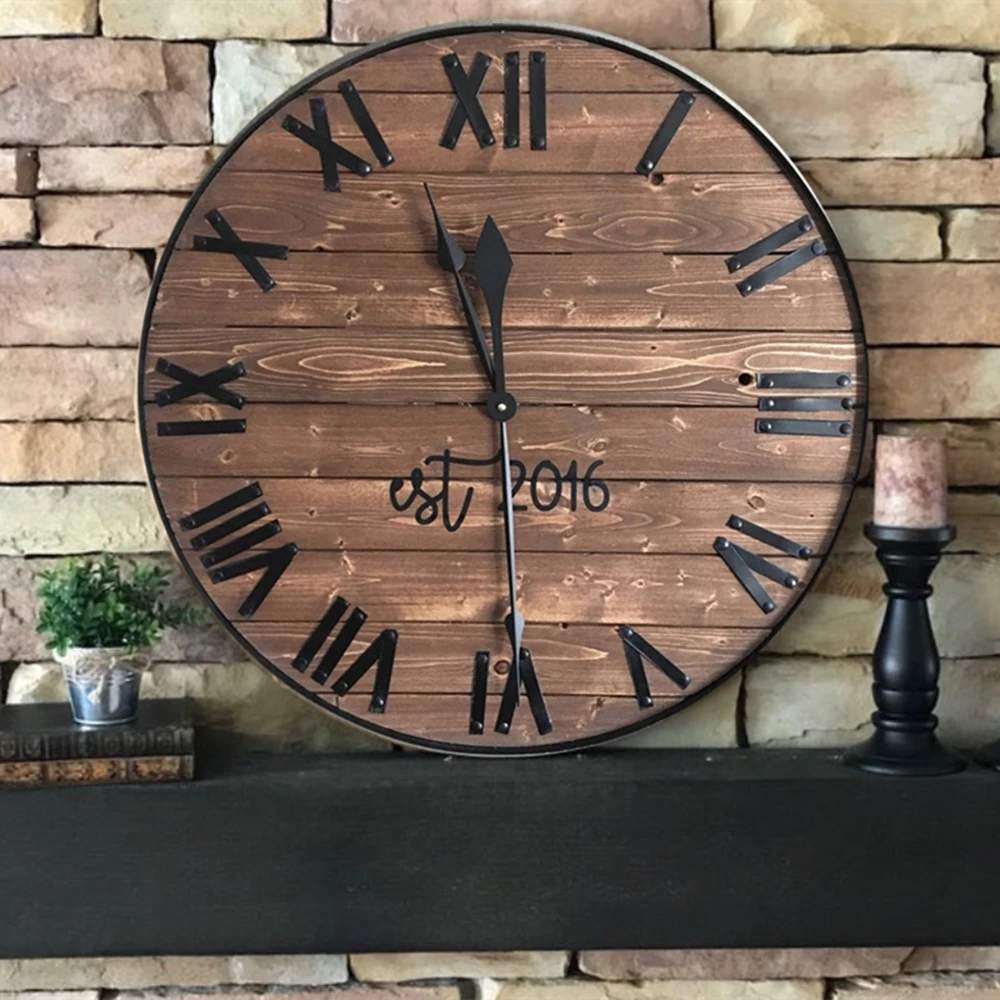 Vintage Farmhouse Style Wall Clock With Iron Frame - Wall Clocks ...