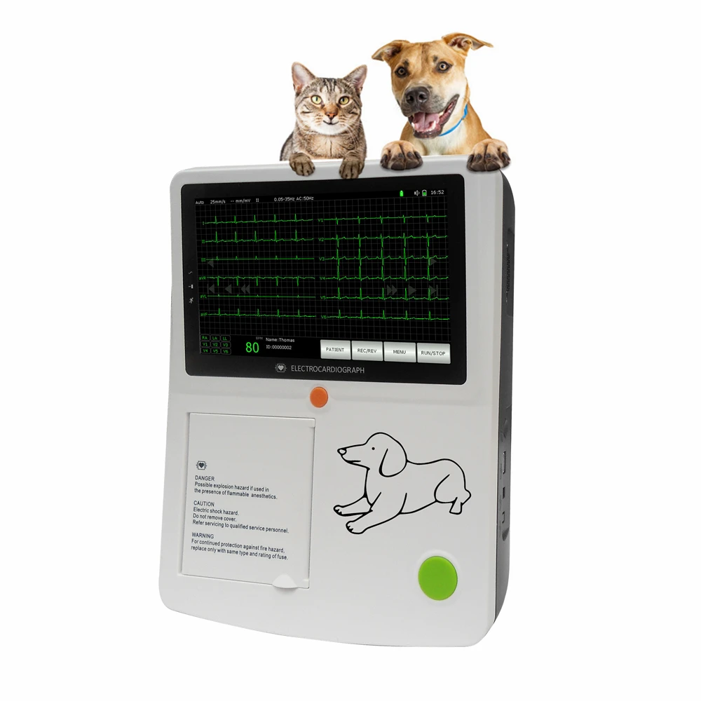 Touch-Screen-Veterinary-Animal-Three-3-Channels-ECG-Machine-12-Leads ...