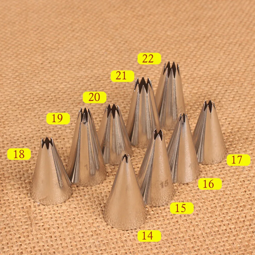 9pcs-Open-Star-Cream-Piping-Nozzles-Stainless-Steel-Icing-Nozzles-Cake ...