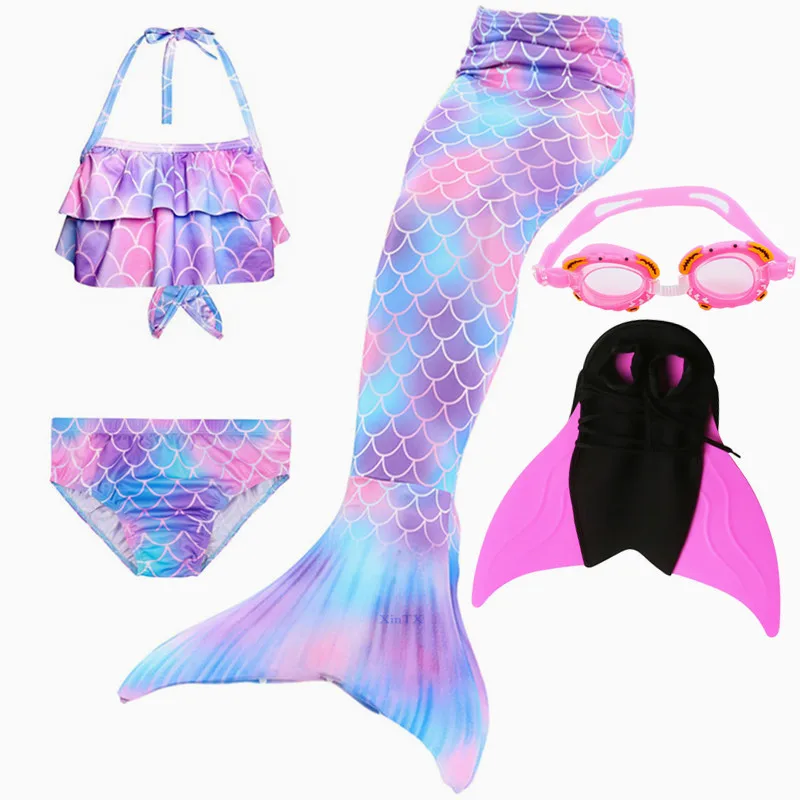 Girls Bathing Suit Swimming Mermaid Tail Swim Monofin Ariel the Little ...
